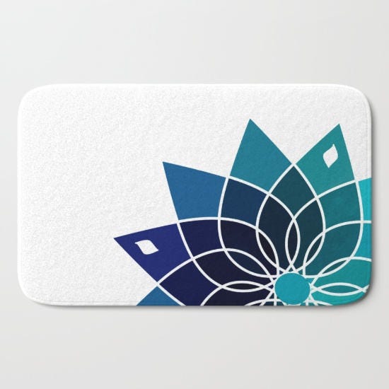 Microfiber Flower Bath Mat Custom Color Small Large Aqua Lotus Bathroom ...
