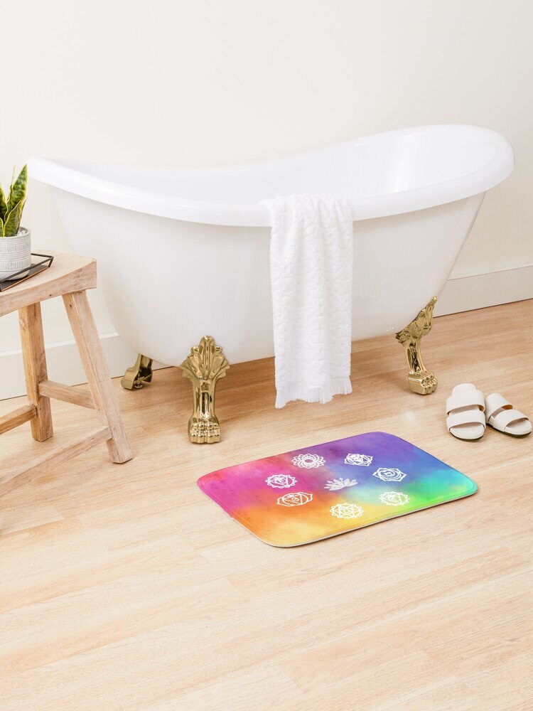 Yoga Bath Mat 7 Chakras Custom 17x24 or 21x34 Bathroom Rug - Etsy