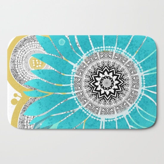 Floral Bath Mat Boho Flowers Small Large Gift for Woman - Etsy