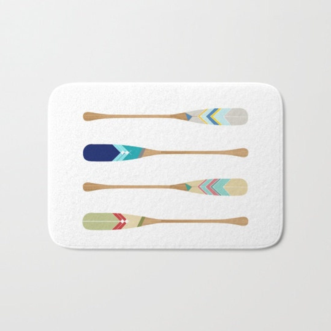 Oars Bath Mat Nautical Personalized 17x24 21x34 Coastal Decor Boat Lake ...
