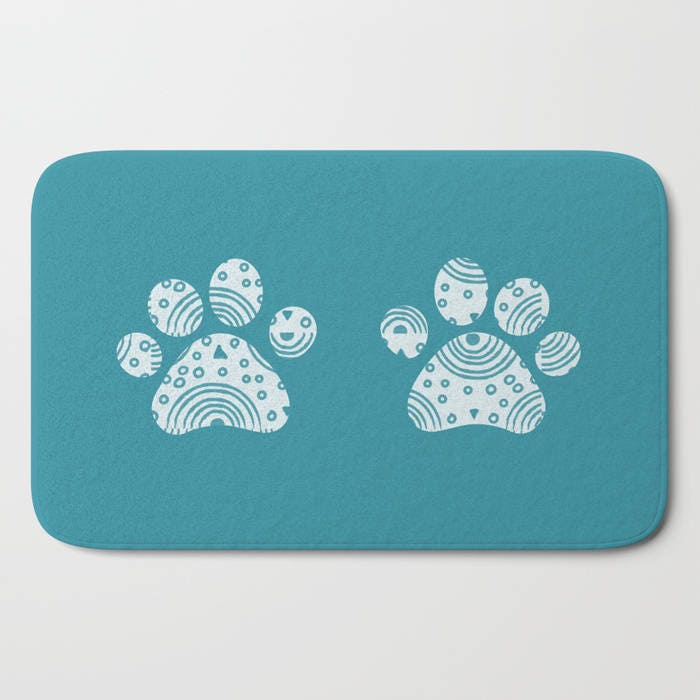 Cats Paws Bath Mat Rug Custom Bathroom Dog Print Small Large Gift for ...