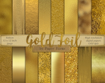 Gold digital papers | Etsy