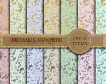 Gold Confetti Digital Paper. Black and Gold Confetti | Etsy