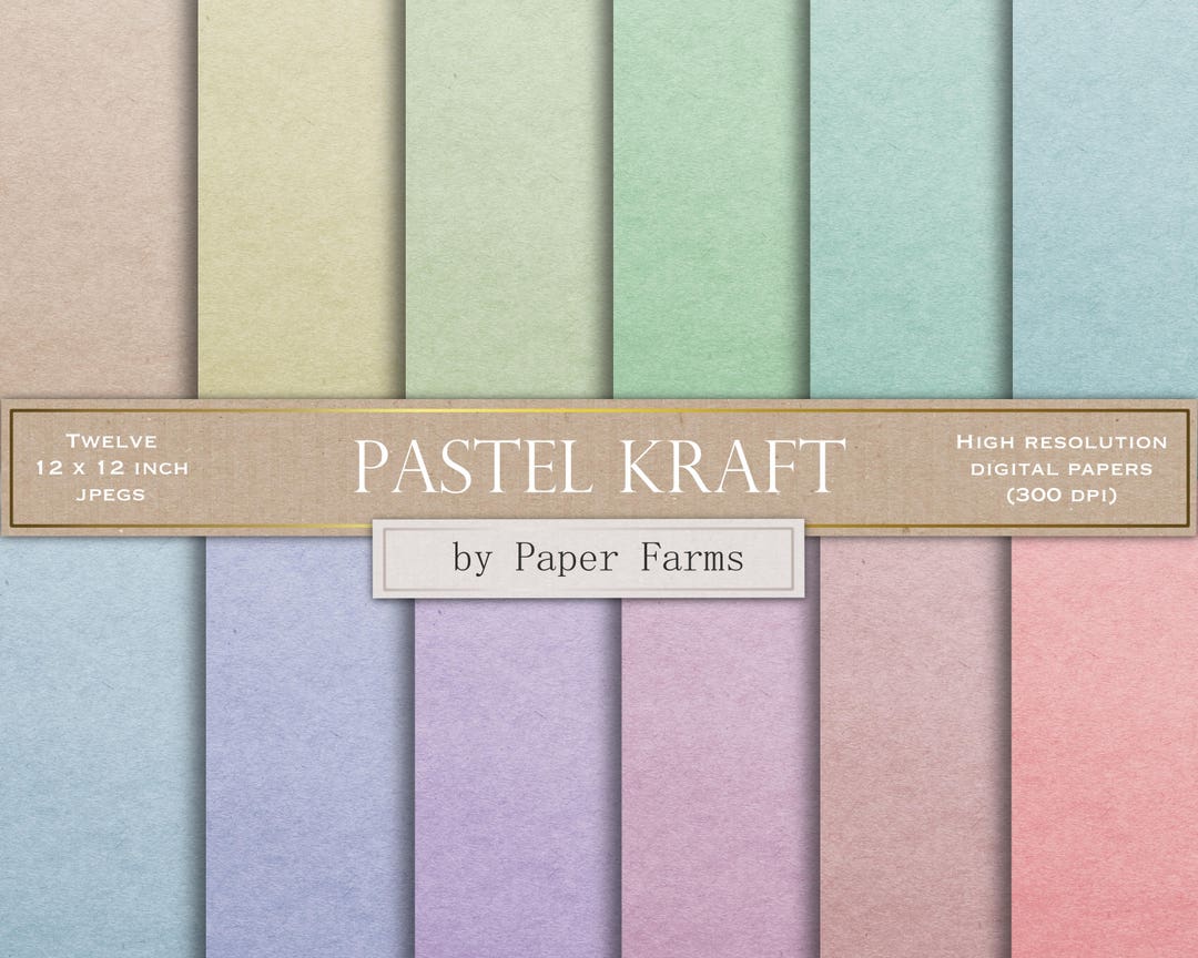 Pastel Kraft Digital Paper, Pastel Kraft Scrapbook Paper, Paper ...