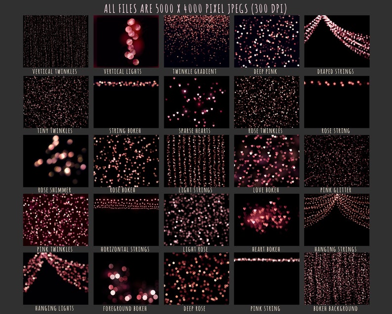 Rose Gold Bokeh Overlays Pink Overlays Pink Glitter | Etsy
