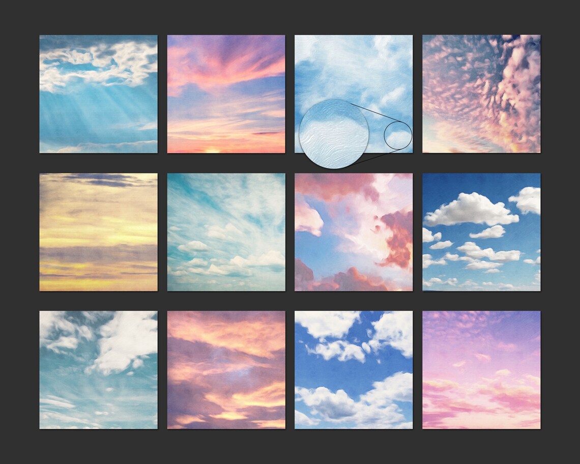 Cloud Digital Paper Painted Sky Clouds Digital Paper - Etsy