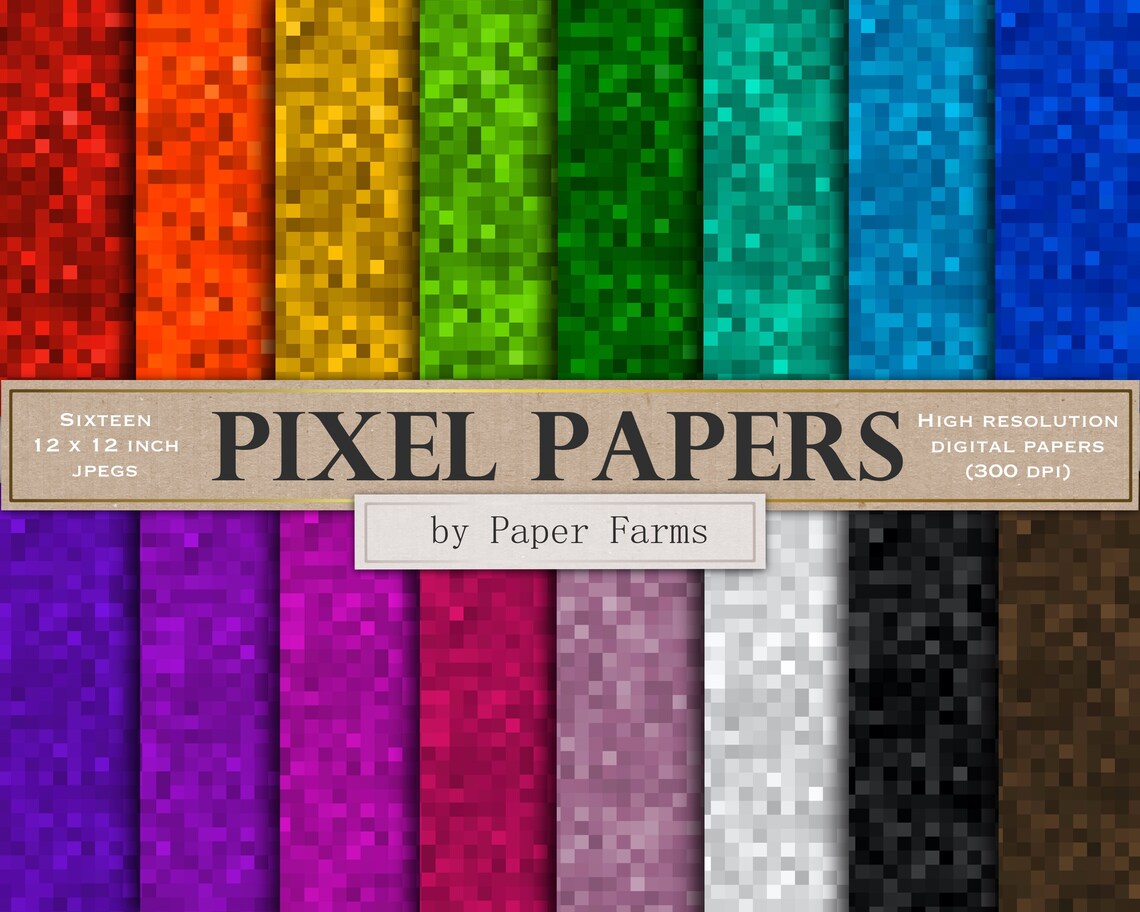 Pixels Digital Paper Pixel Scrapbook Paper Pixel Mosaic - Etsy