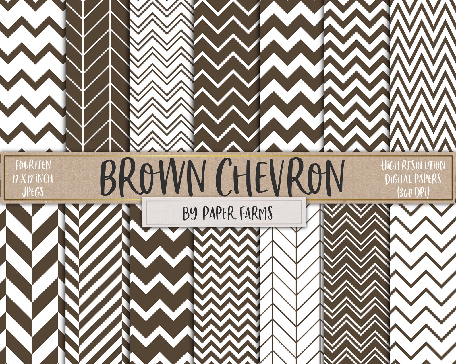 Brown Chevron Digital Paper, Brown Chevron Scrapbook Paper, Chevron ...