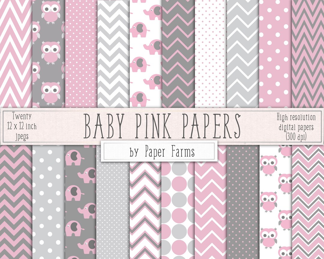 Baby Digital Paper, Baby Girl, Pink, Digital Paper, Scrapbook Paper ...