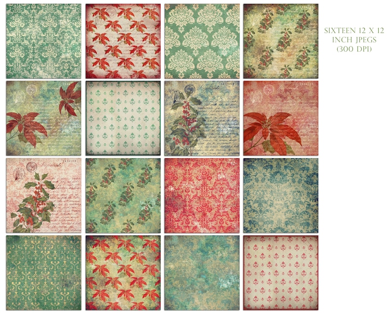 Shabby Chic Christmas, Vintage Christmas, Christmas Ephemera, Digital ...