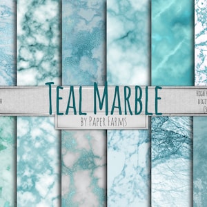 Teal Marble Digital Paper, Teal Marble Scrapbook Paper, Teal Marble ...
