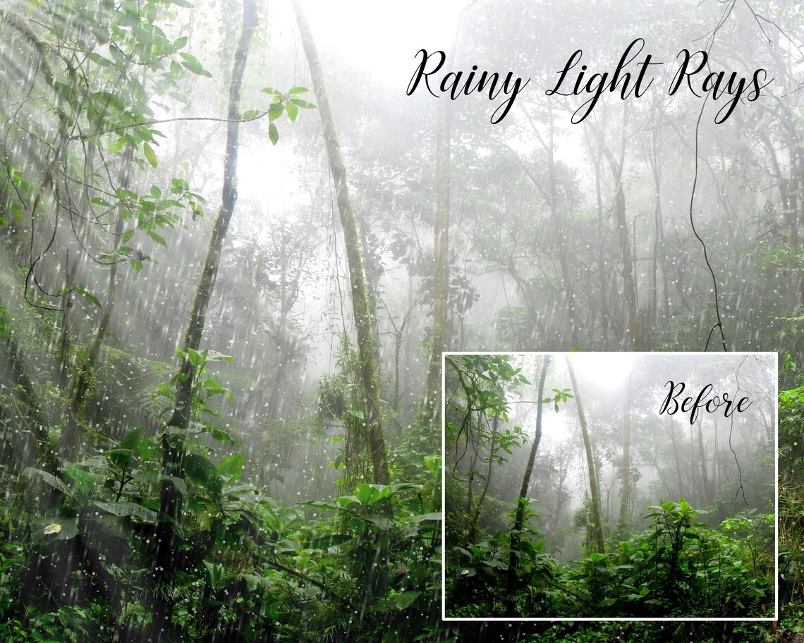 Rain overlays realistic rain PNGs rainfall photoshop | Etsy