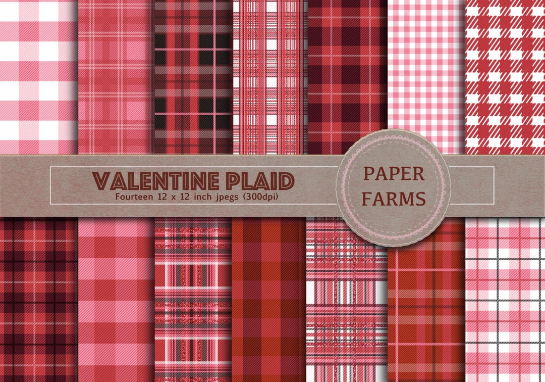 Valentine Digital Paper, Valentine Plaid Digital Paper, Love Digital ...