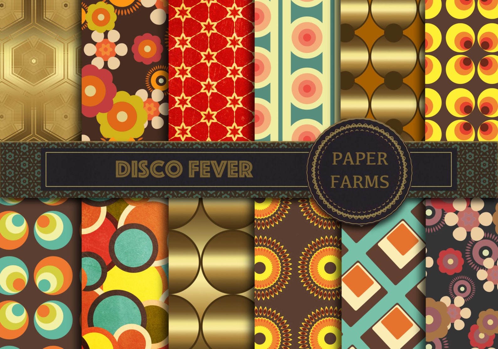 1970s Digital Paper Retro Digital Paper Digital - Etsy