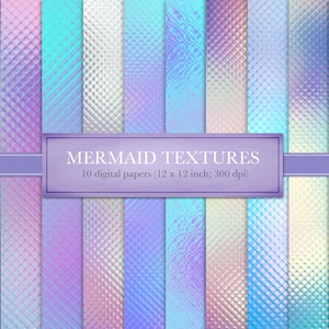 Mermaid Textures, Mermaid Digital Paper, Mermaid Scrapbook Paper ...