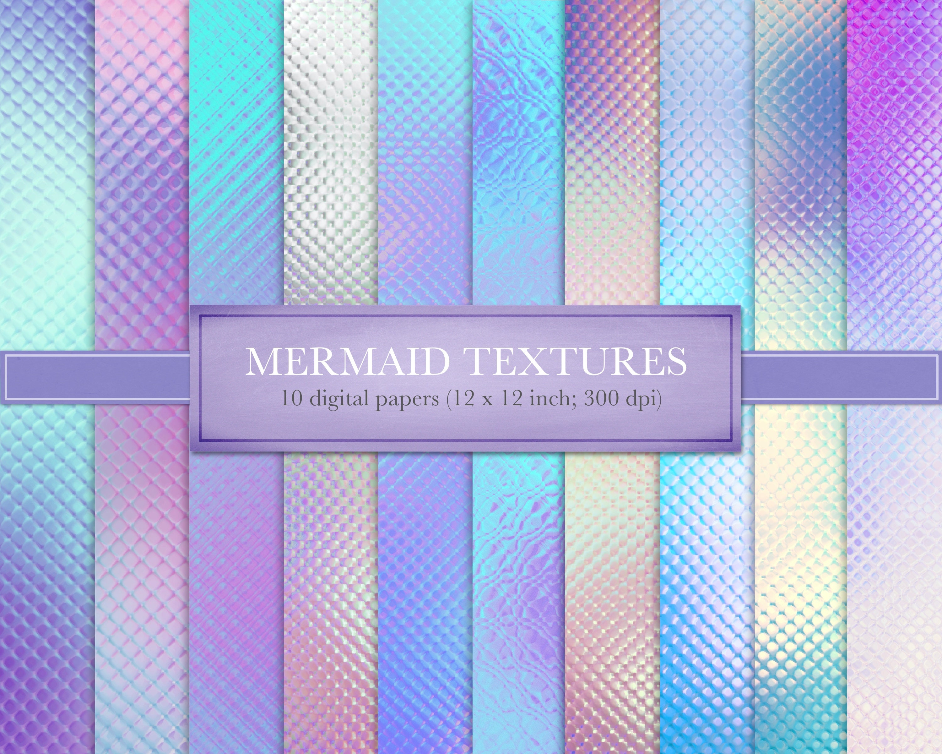 Mermaid Textures Mermaid Digital Paper Mermaid Scrapbook | Etsy