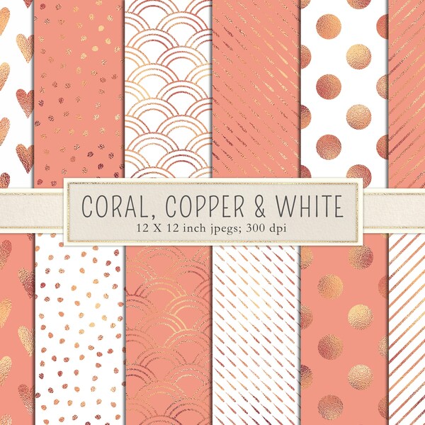 Coral Digital Paper - Etsy