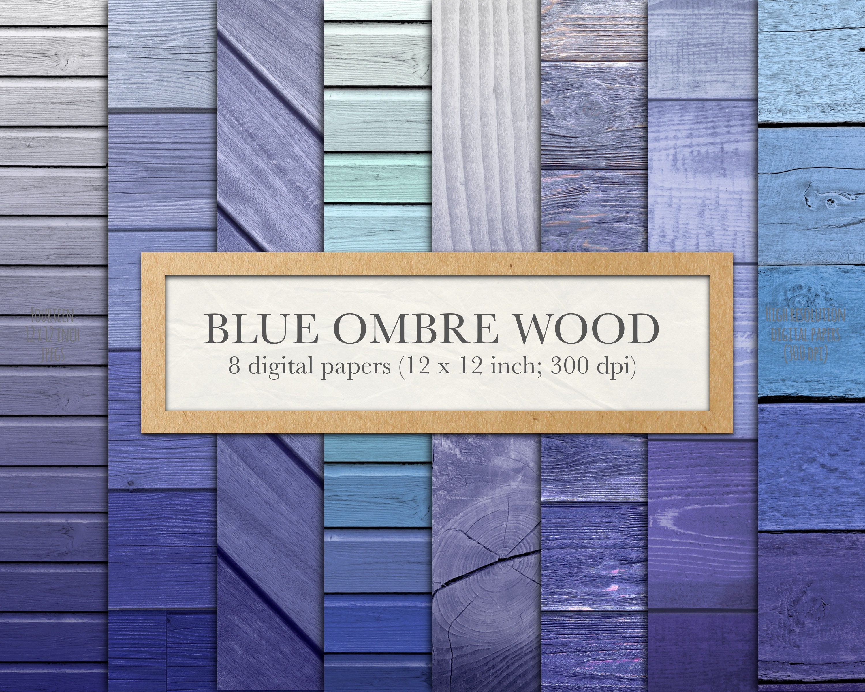 Ombre Wood Blue Ombre Digital Paper Scrapbook Paper | Etsy