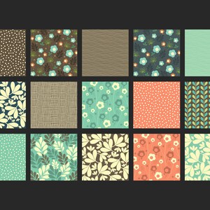 Floral Digital Paper, Flower Digital Paper, Coral, Teal, Brown, Earth ...