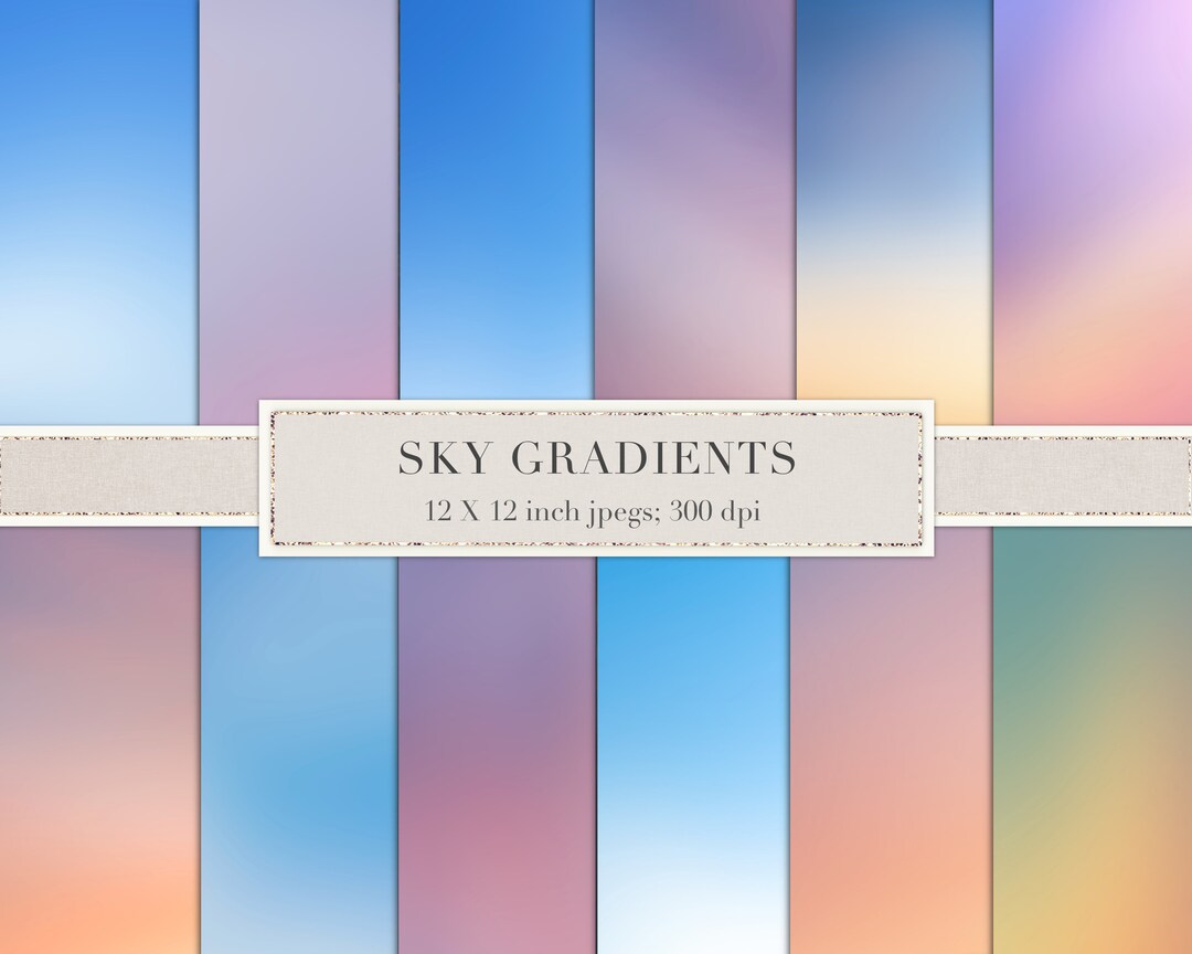 Sky Gradients, Digital Paper, Scrapbook Paper, Backgrounds, Blue ...