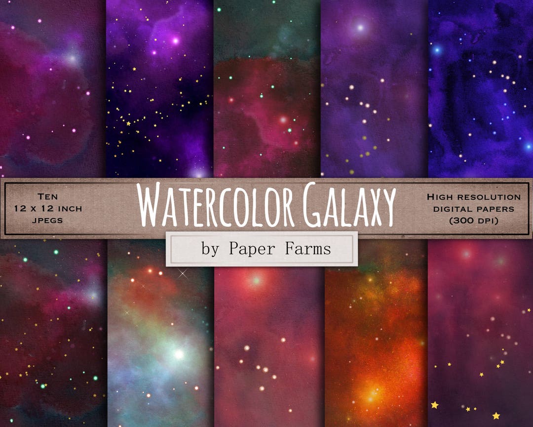 Watercolor Galaxy Digital Paper. Space Digital Paper, Watercolor, Space ...