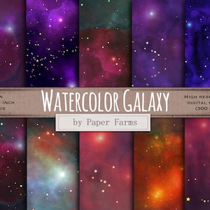 Watercolor Galaxy Digital Paper. Space Digital Paper, Watercolor, Space ...