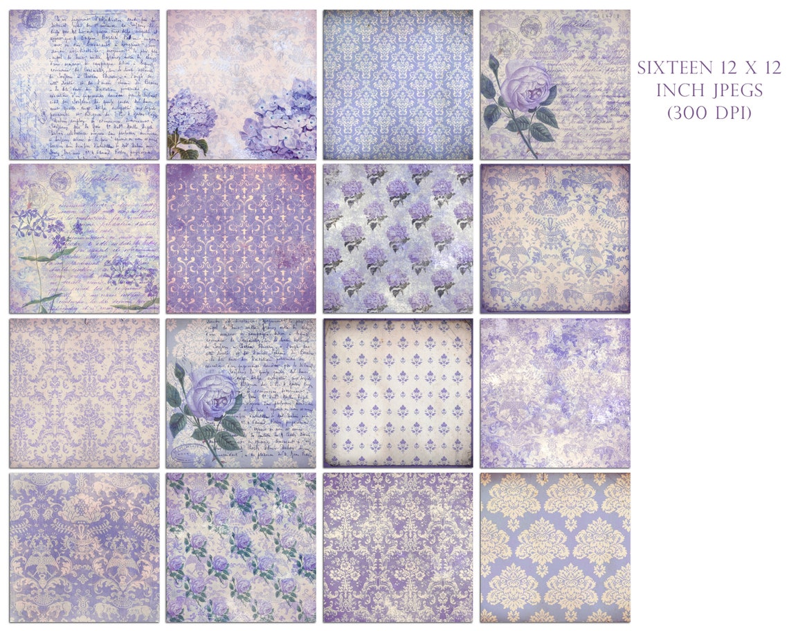 Vintage Purple Digital Paper Purple Shabby Chic Purple - Etsy