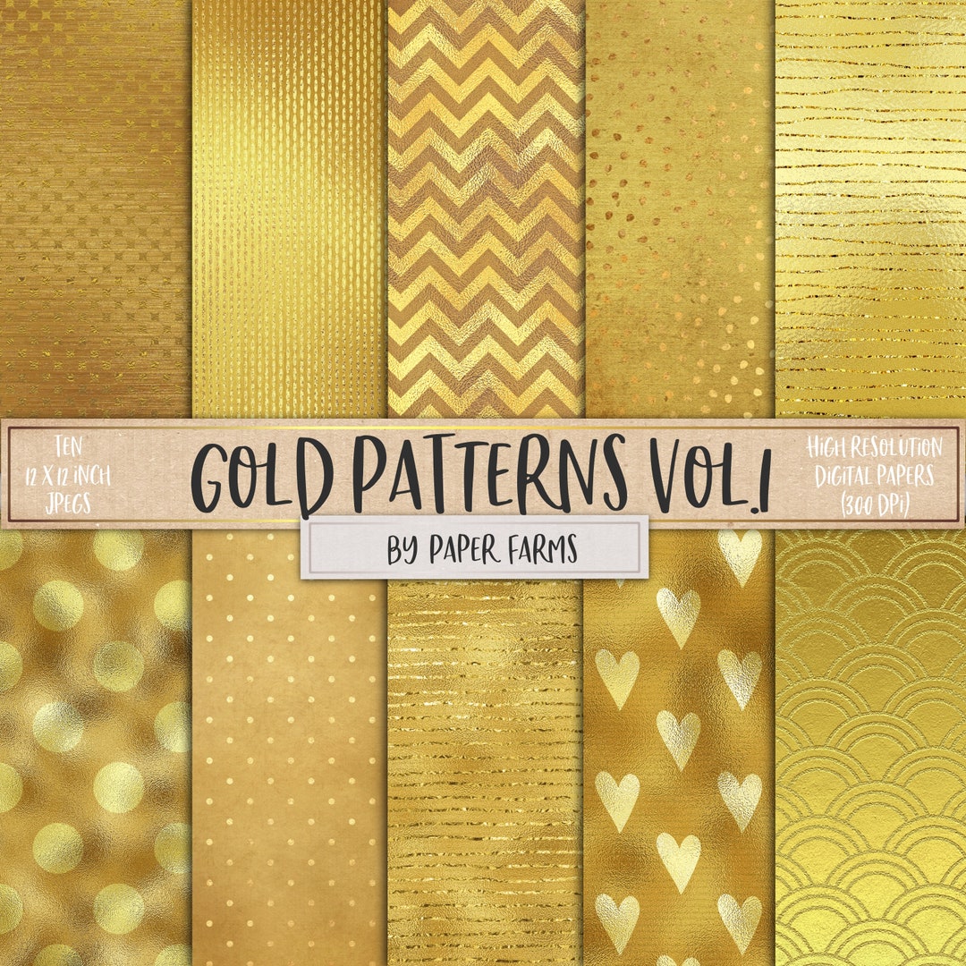 Gold Patterns, Gold Foil Patterns, Digital Paper, Scrapbook Paper ...