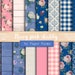 Navy Pink Digital Paper, Roses Digital Paper, Shabby Chic, Digital ...