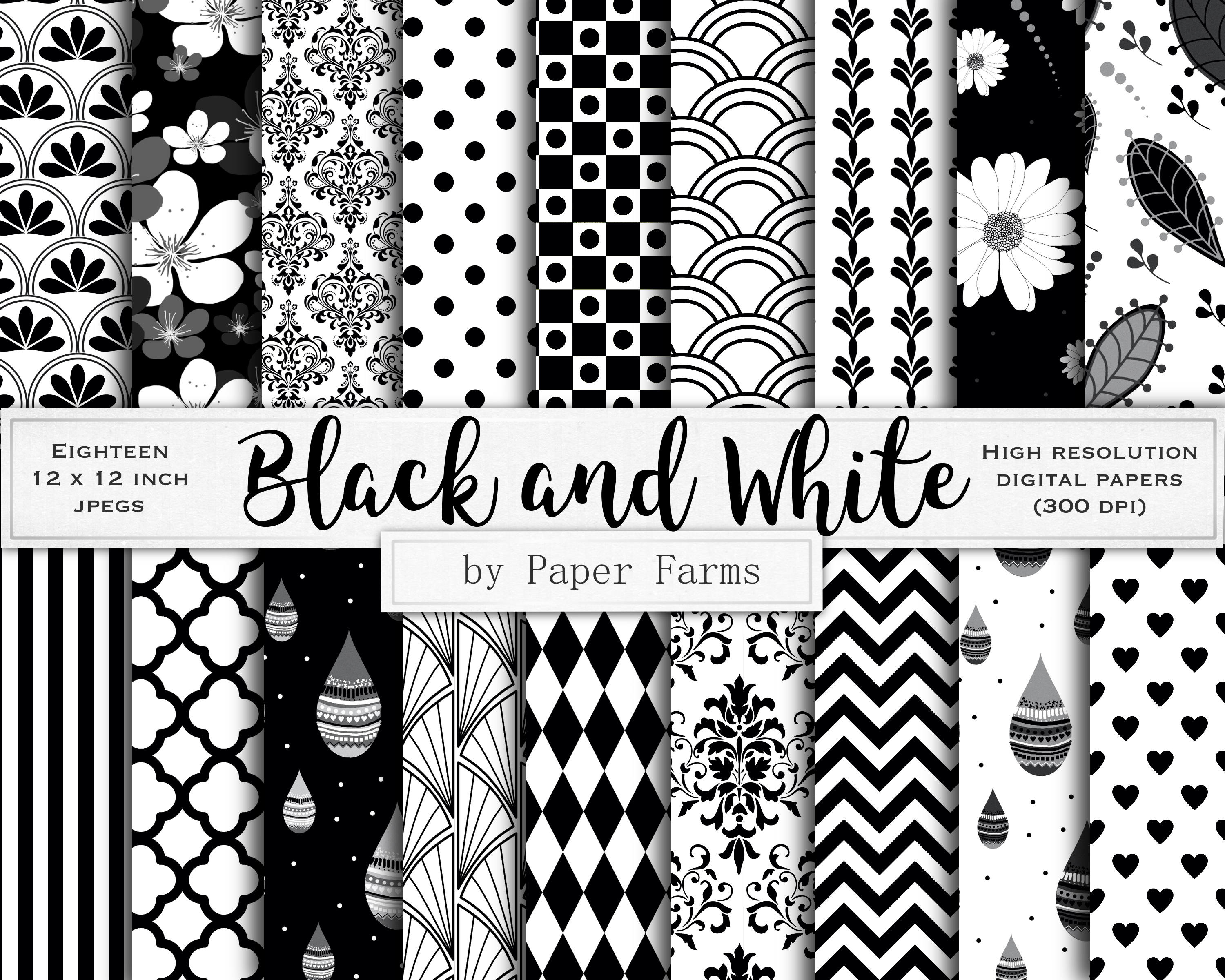 Scrapbook Paper Black And White Damask