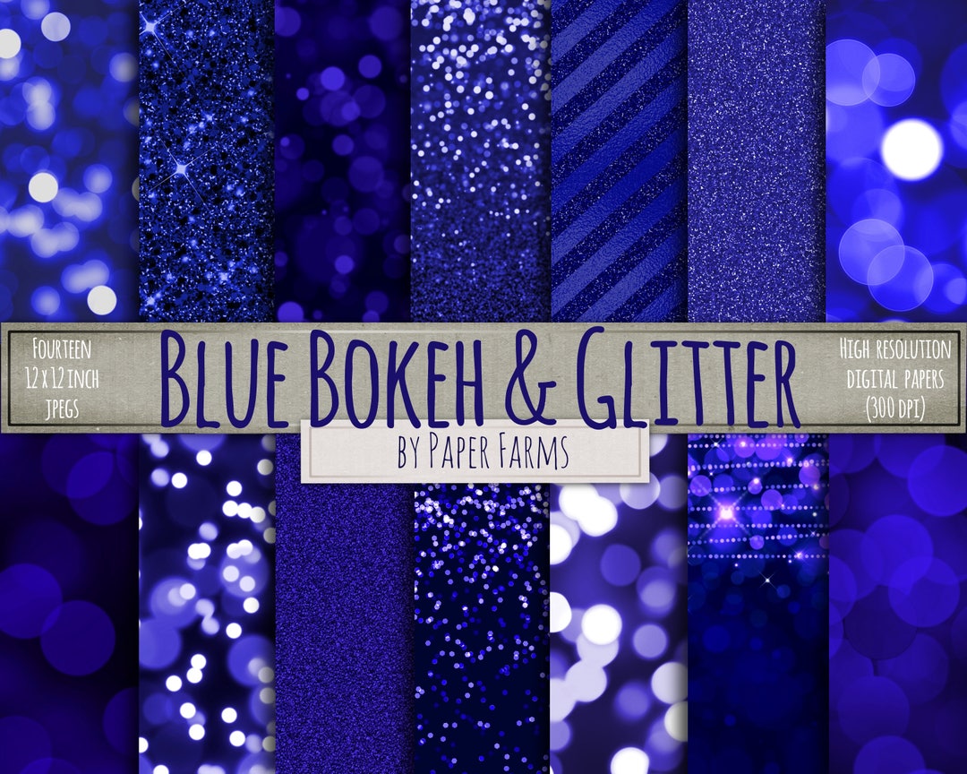 Blue Bokeh and Glitter, Digital Paper, Scrapbook Paper, Backgrounds ...