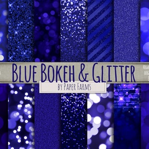 Blue Bokeh and Glitter, Digital Paper, Scrapbook Paper, Backgrounds ...