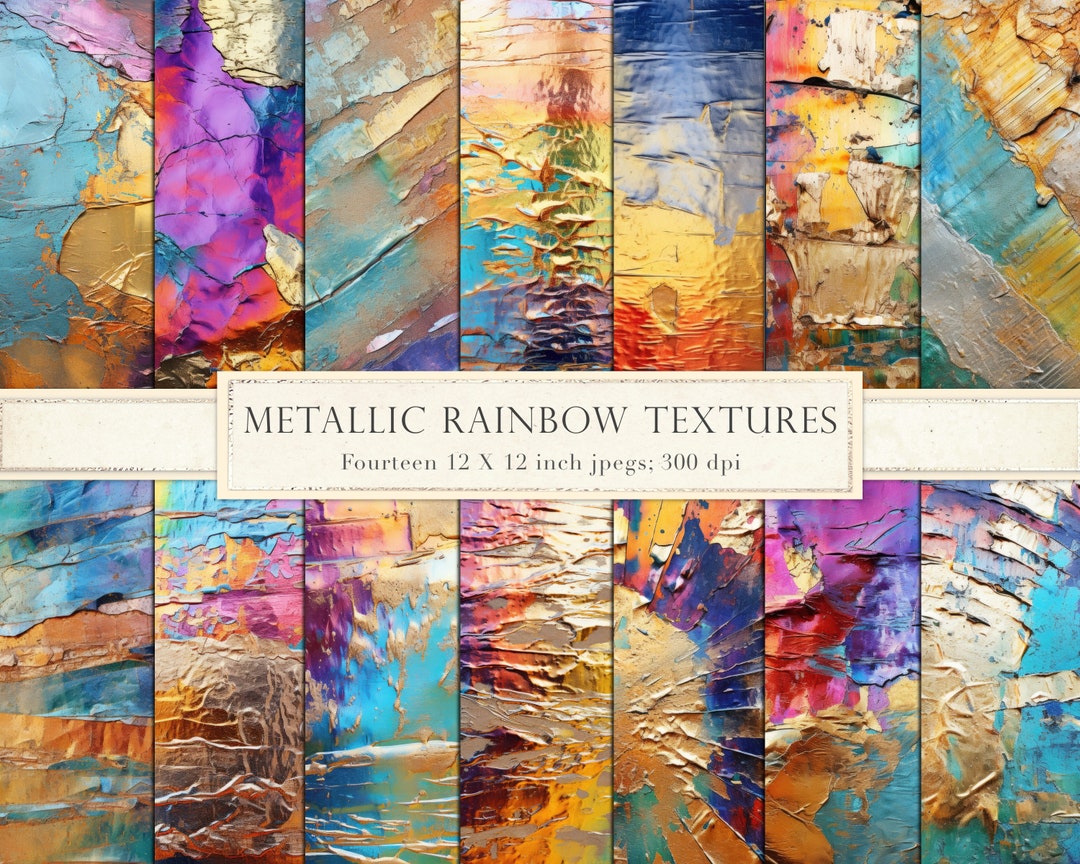 Rainbow Foil, Digital Paper, Metallic Rainbow, Rainbow Metal, Scrapbook ...