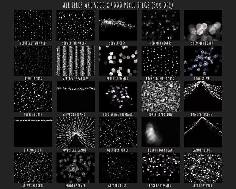 Silver Bokeh Overlays Photoshop Overlays Wedding Overlays - Etsy