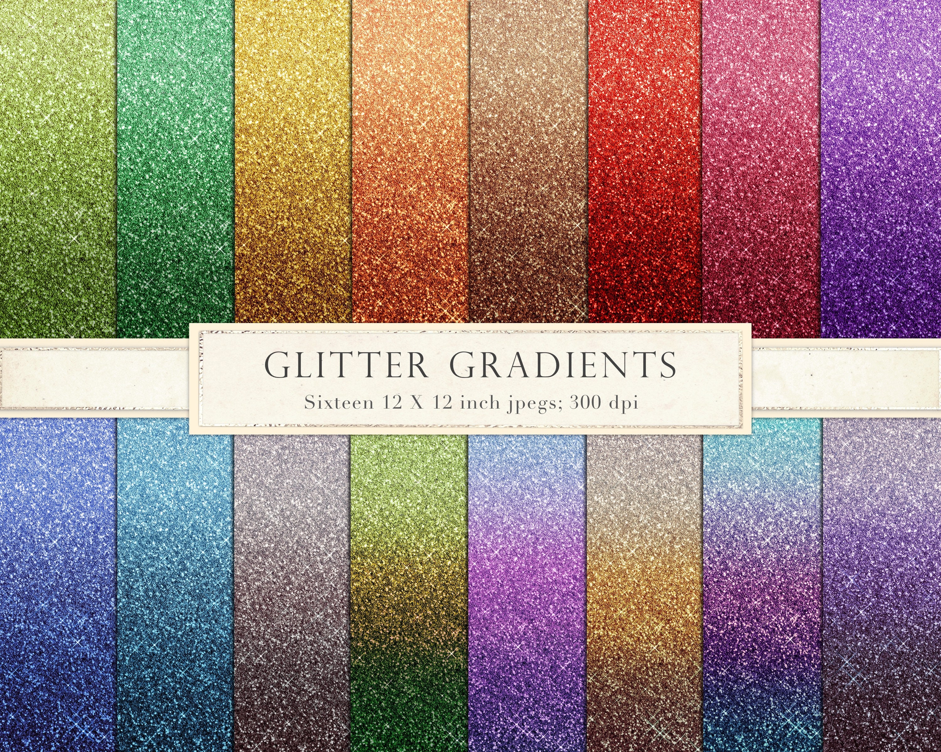 Glitter Gradients, Ombre Glitter, Digital Paper, Backgrounds, Scrapbook ...