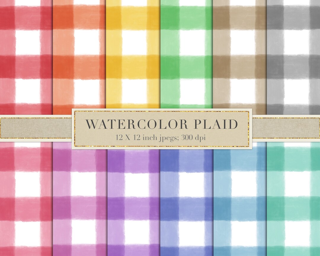 Watercolor Plaid, Digital Paper, Scrapbook Paper, Watercolor Gingham ...