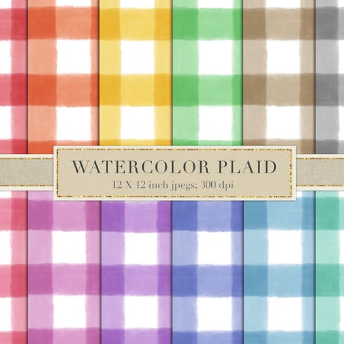 Watercolor Plaid Digital Paper Scrapbook Paper Watercolor - Etsy