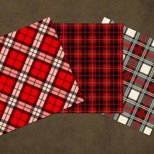 Red and Black Plaid Digital Paper, Lumberjack Plaid Digital Paper ...