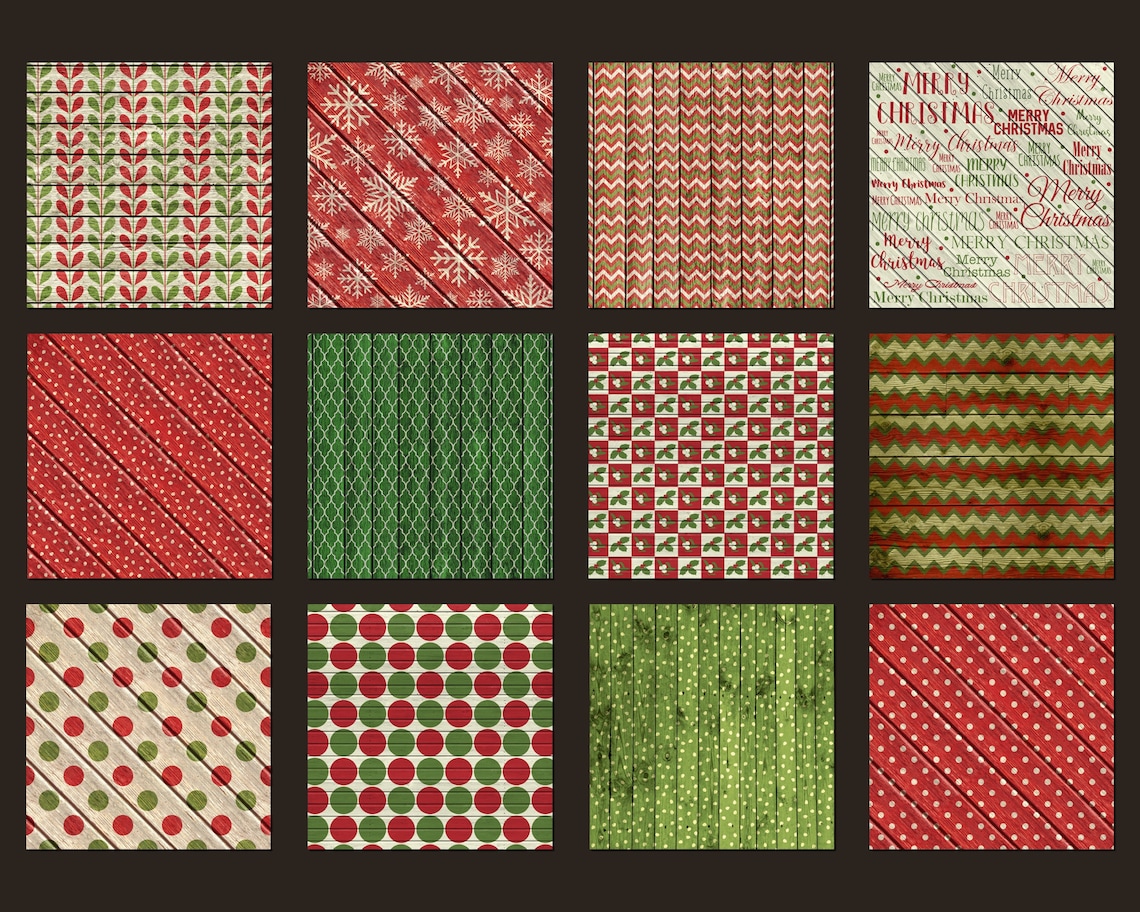 Rustic Christmas Digital Paper, Rustic Christmas Scrapbook Paper ...