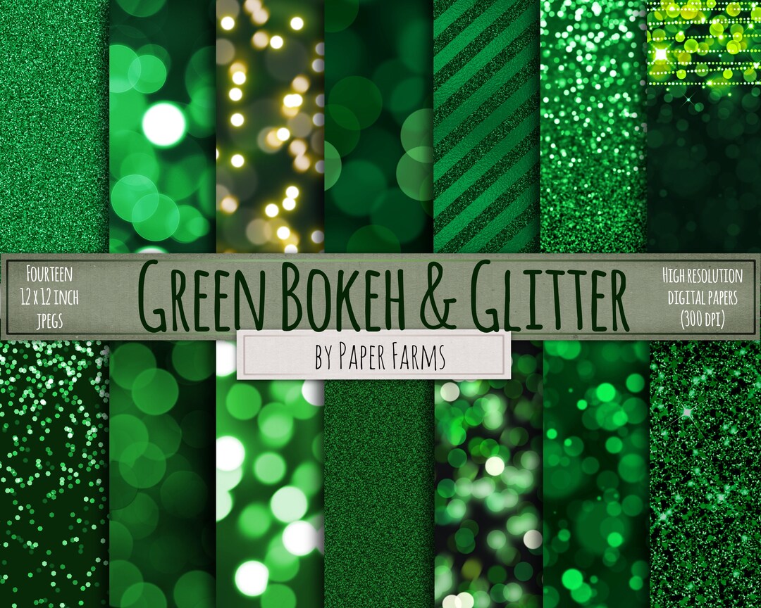 Green Bokeh Digital Paper, Green Glitter Digital Paper, Green Bokeh ...