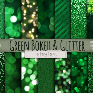 Green Bokeh Digital Paper, Green Glitter Digital Paper, Green Bokeh ...