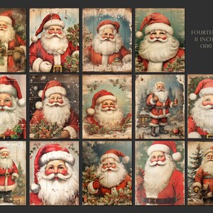 Vintage Santa Digital Paper, Shabby Santa, Vintage Christmas, Shabby ...