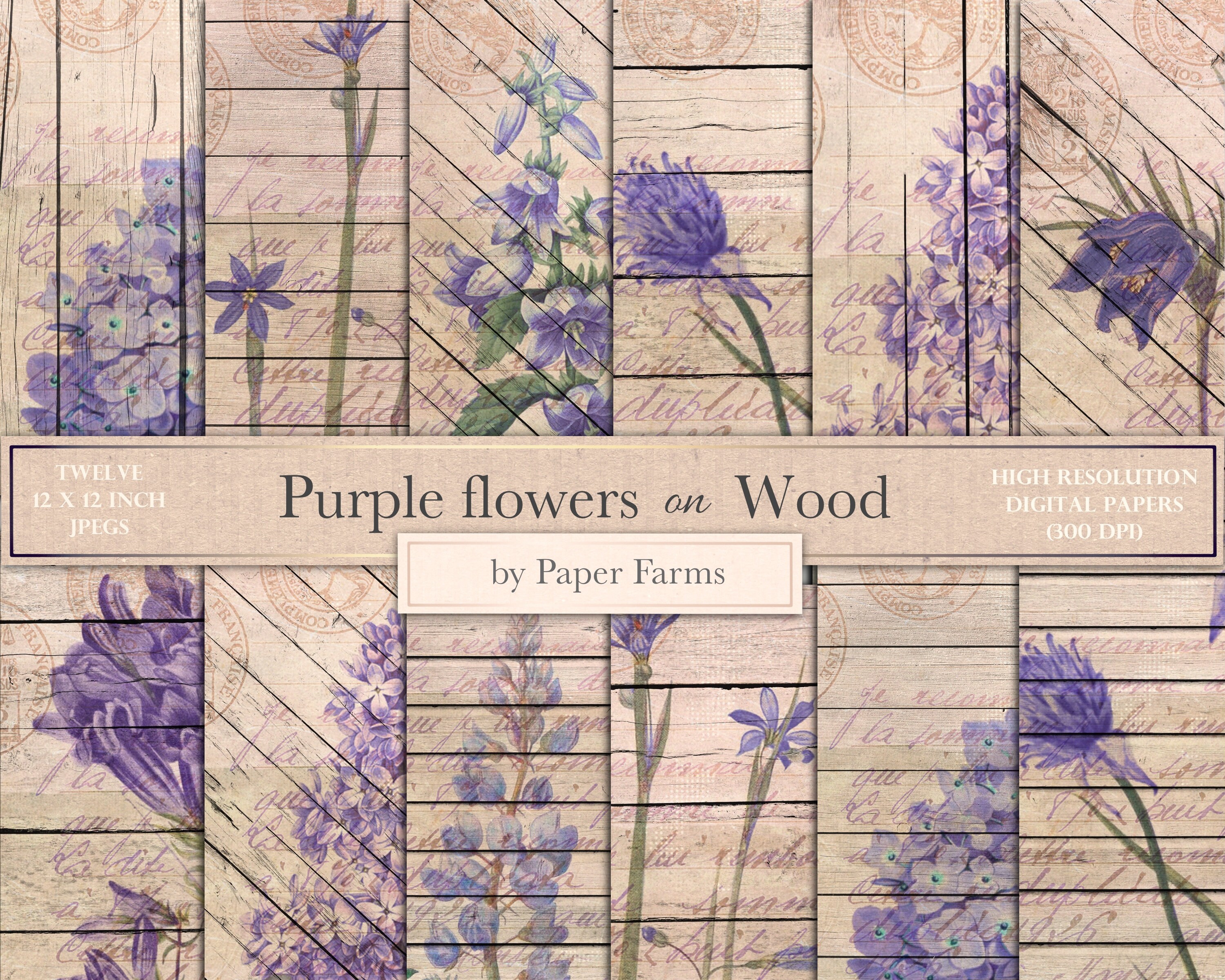 Vintage Flowers Digital Paper Botanical Digital Paper Rustic - Etsy