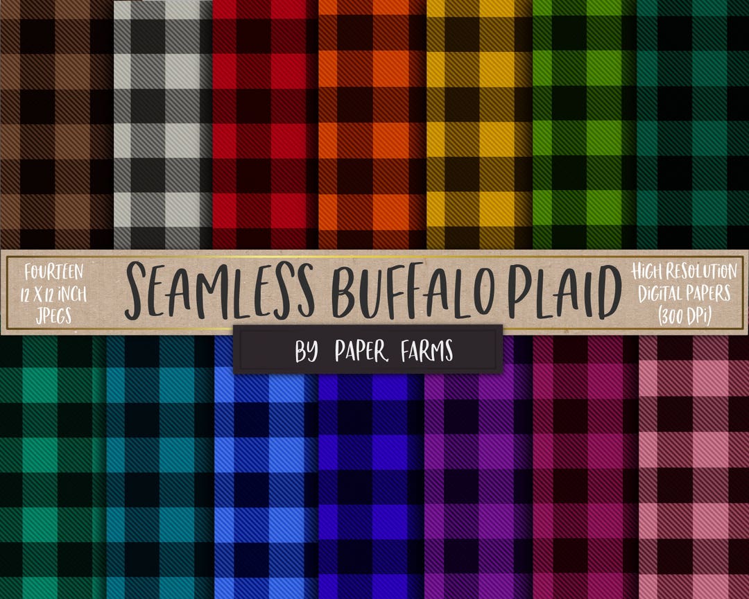 Seamless Buffalo Plaid, Buffalo Plaid, Digital Paper, Scrapbook Paper ...