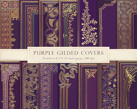Gilded Book Cover Digital Paper Scrapbook Paper - Etsy
