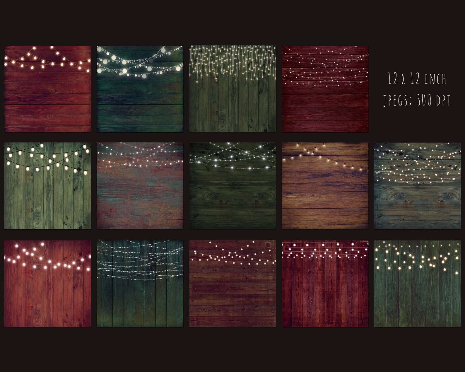Christmas Lights Digital Paper Christmas Wood Rustic Fairy - Etsy
