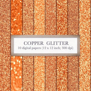 Copper Glitter, Digital Paper, Scrapbook Paper, Background, Textures ...