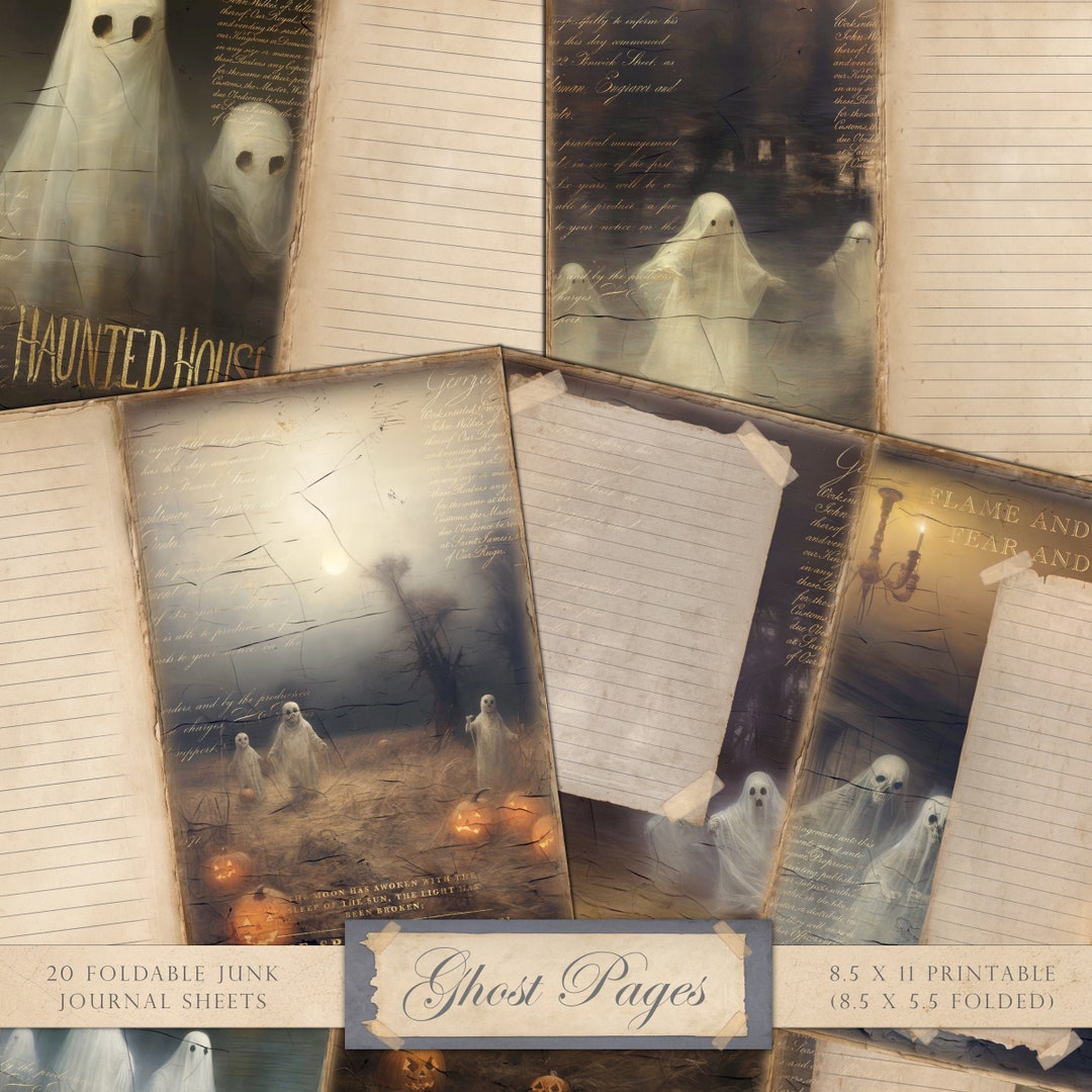 Ghost Junk Journal Pages, Halloween Junk Journal, Ghost Collage Sheets ...