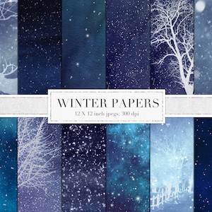 Winter Digital Paper, Winter Scrapbook Paper, Snow, Winter, Christmas ...
