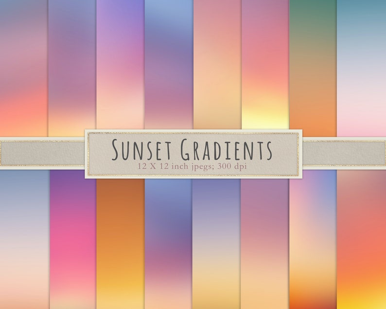 Sunset Gradients, Sunset Ombre, Ombre Sunset, Digital Paper, Scrapbook ...